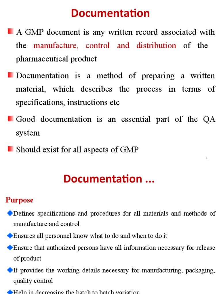 Documentation: Manufacture, Control and Distribution | PDF ...