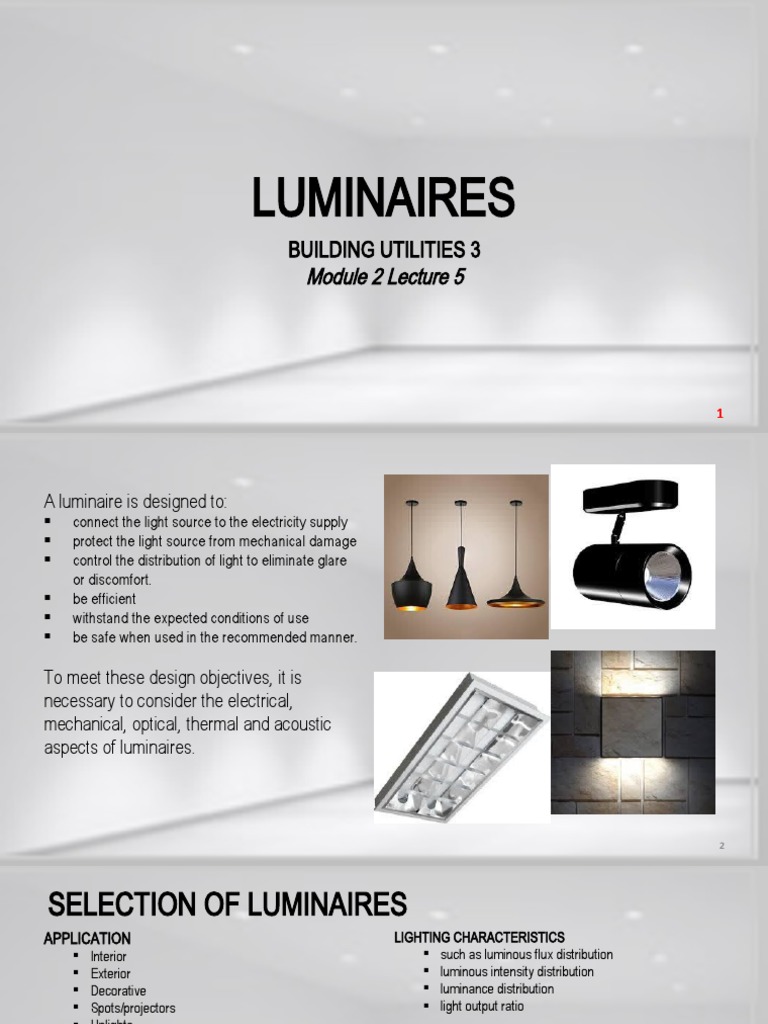 2021 BUILDING UTILITIES 3 - Module 2 Lecture 5 LUMINAIRES (S) | PDF ...