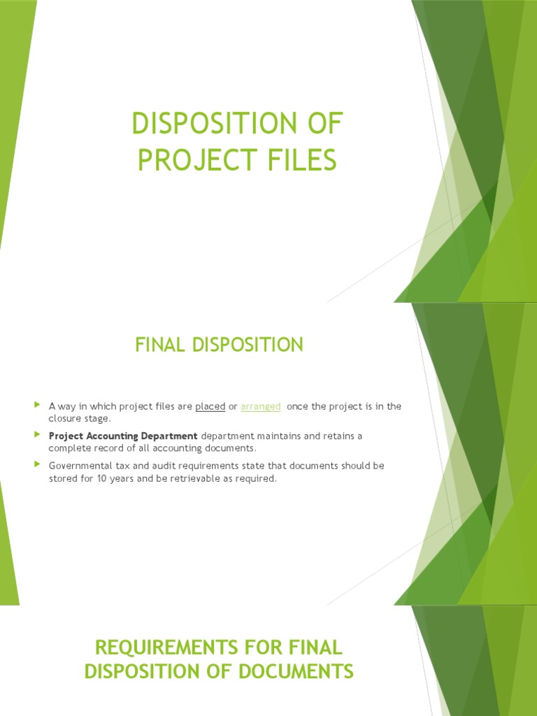 Final Disposition of Project Documents | PDF