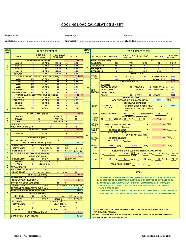 Carrier Cooling Load Calculation Sheet | PDF | Air Conditioning ...