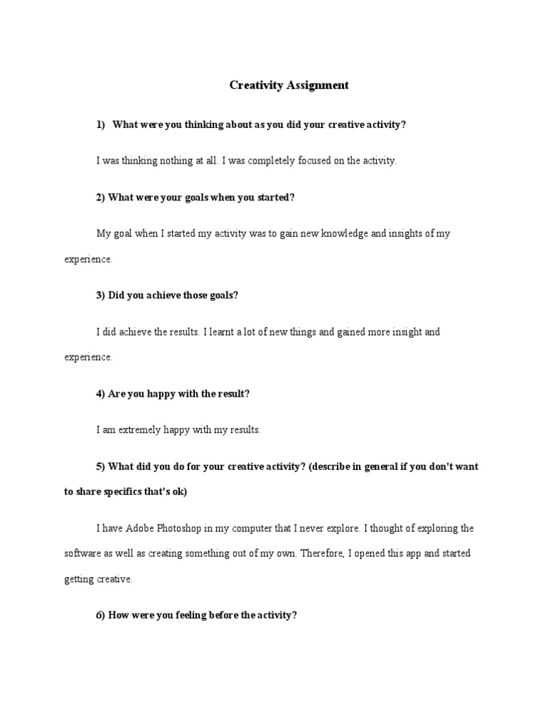 Creativity Assignment | PDF