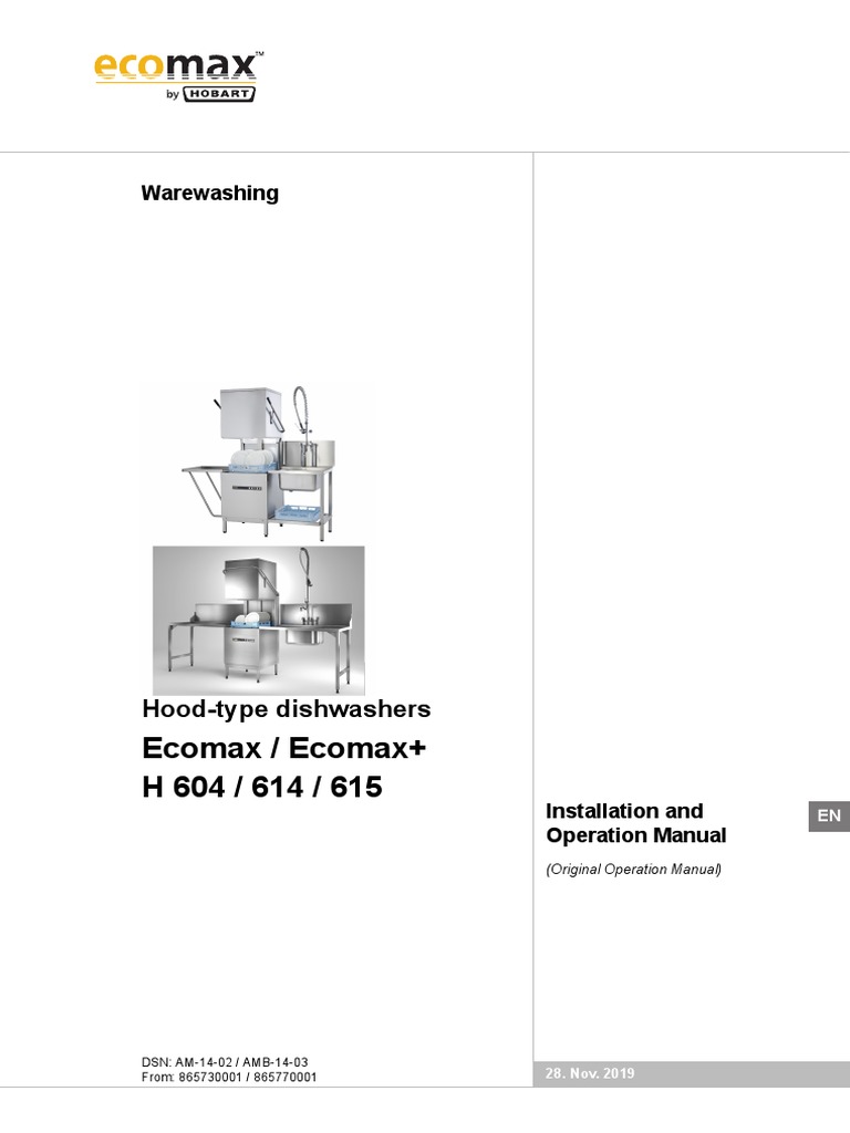 Ecomax / Ecomax+ H 604 / 614 / 615: Warewashing | PDF | Hazards | Safety