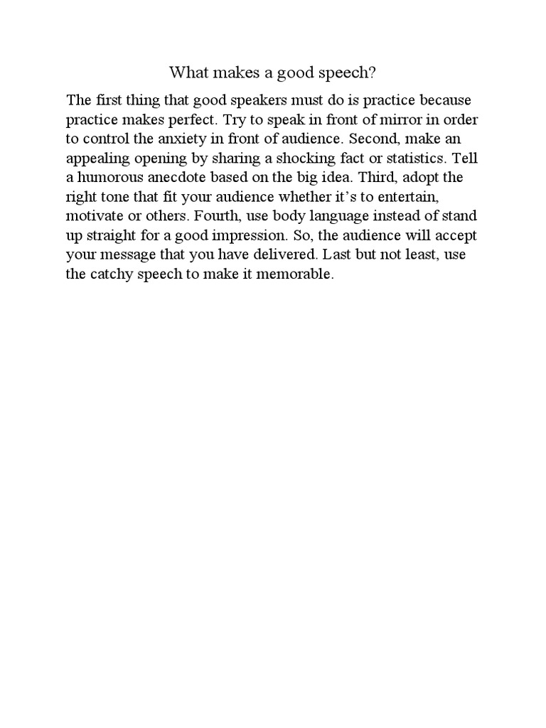 What Makes A Good Speech | PDF | Career & Growth