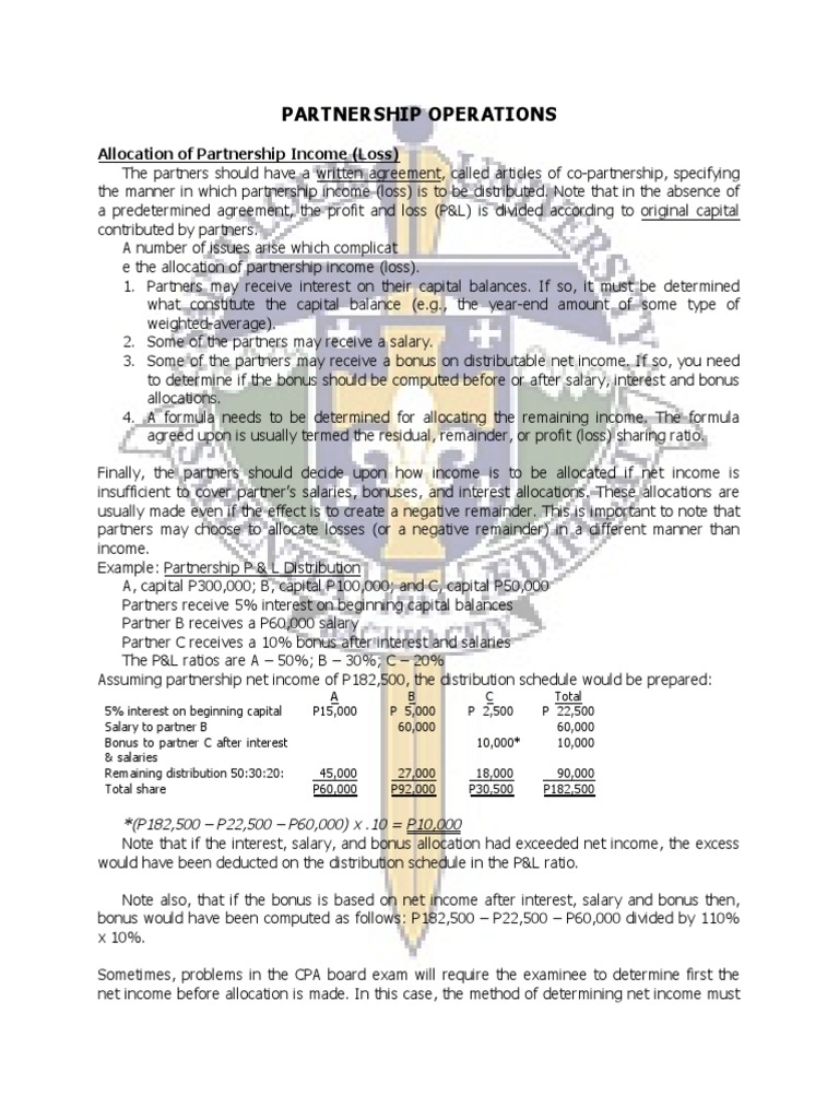 CMPC 131 2-Partneship-Operations | PDF | Net Income | Income Statement