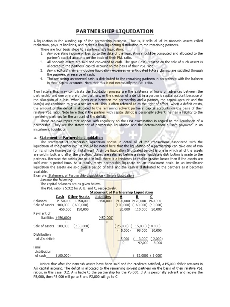 CMPC 131 4-Partnership Liquidation | PDF | Liquidation | Income Statement