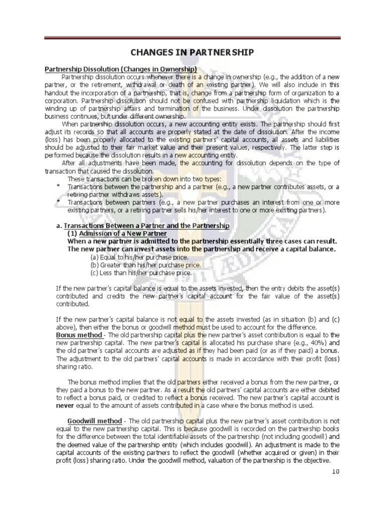 CMPC 131 3-Partnership-Dissltn | PDF | Goodwill (Accounting) | Debits And Credits