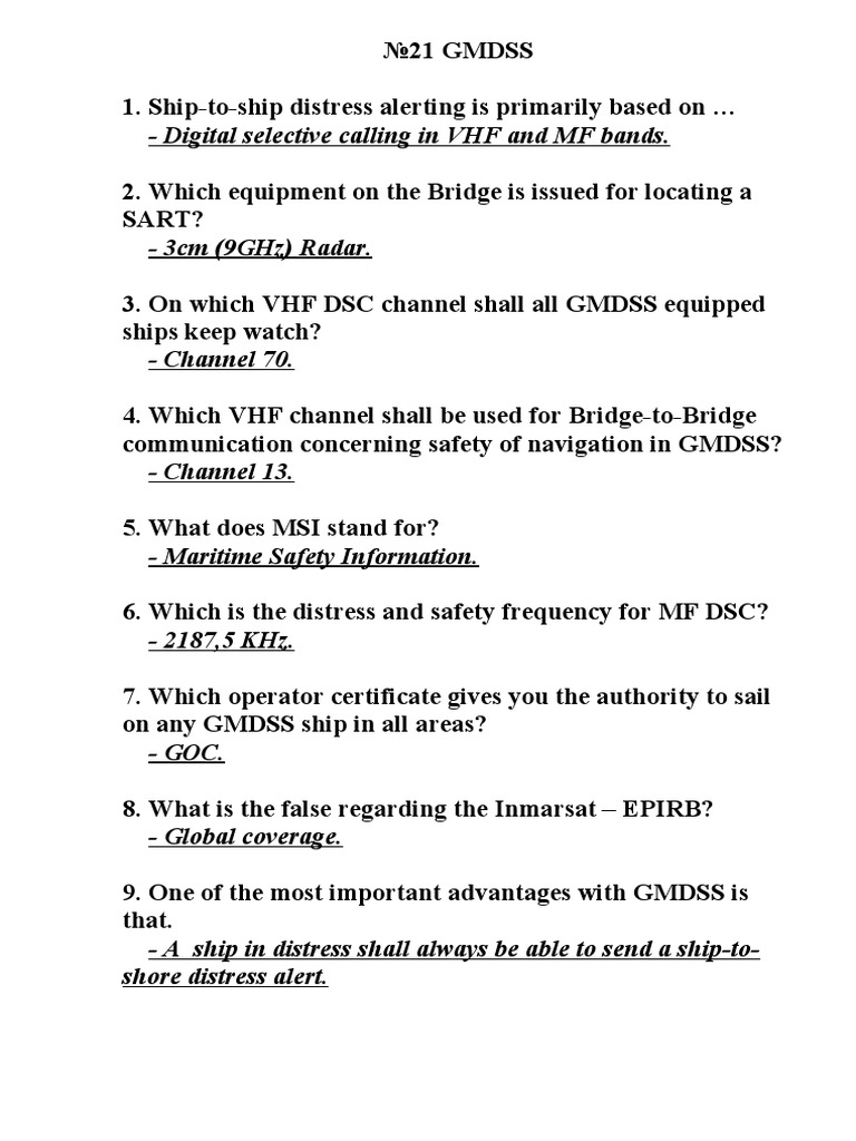 Digital Selective Calling in VHF and MF Bands.: Shore Distress Alert ...