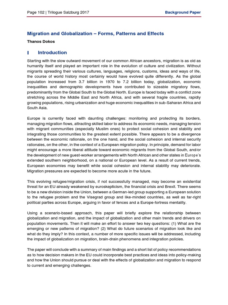 Migration and Globalization - Forms, Patterns and Effects: Thanos Dokos ...