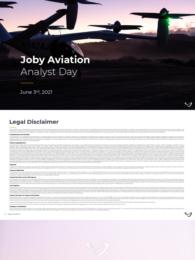 Joby Aviation - Analyst Day Presentation | PDF | Aviation | Federal ...