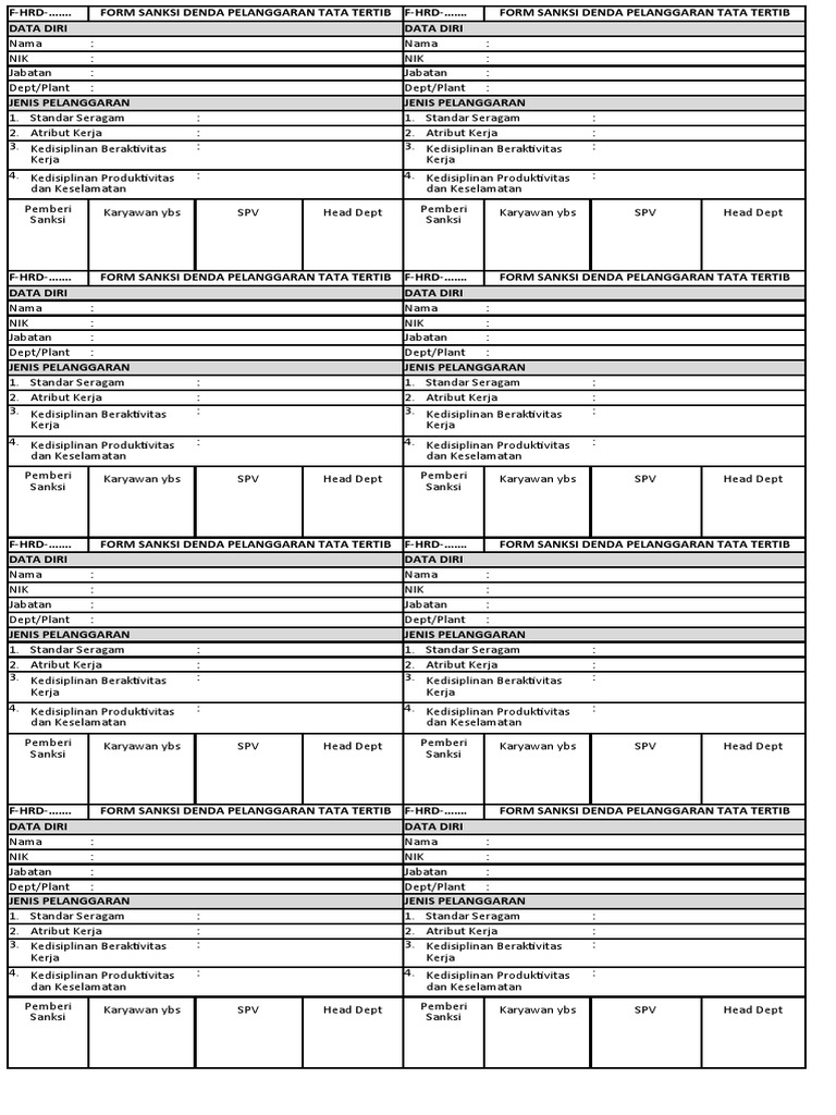 Form Denda | PDF | Karier & Perkembangan