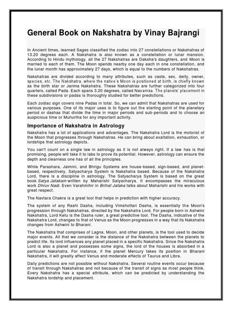 General Book On Nakshatra by Vinay Bajrangi | PDF | Hindu Astrology | Devi