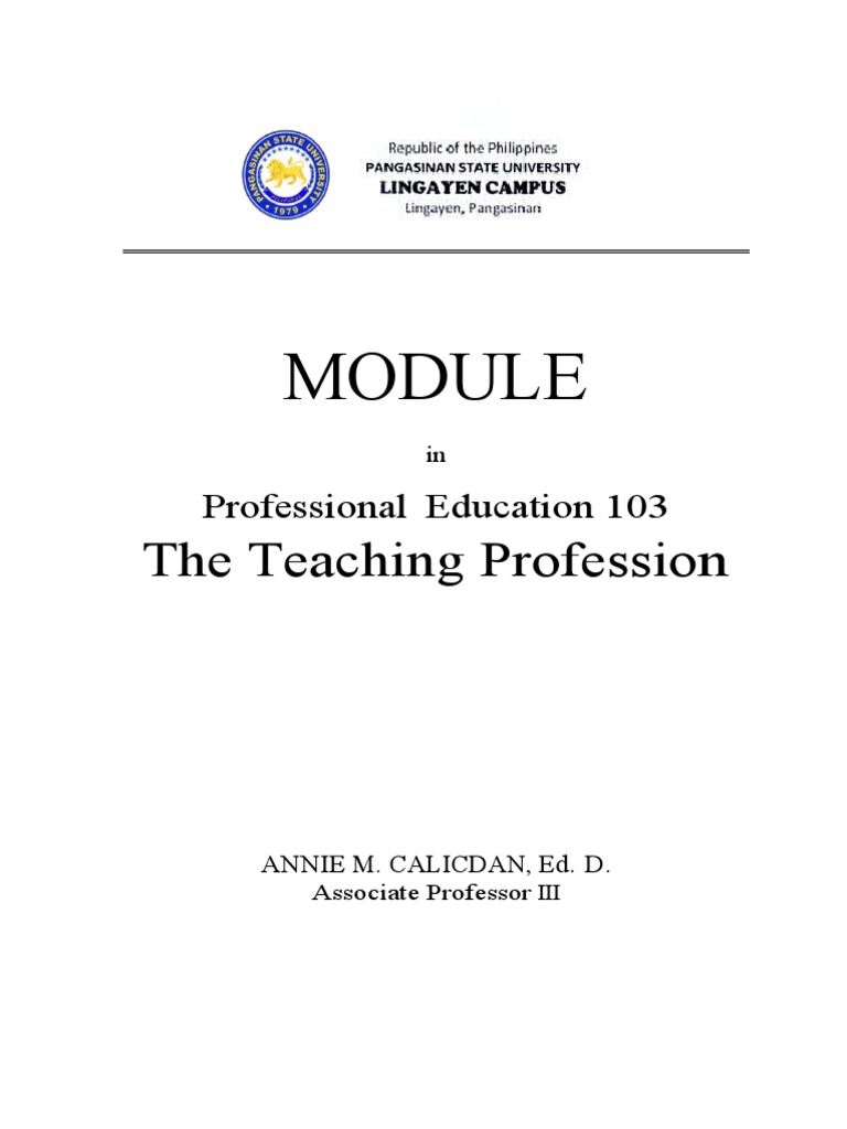 REVISED Module in Prof Educ 103 2020 | PDF | Educational Assessment | Curriculum