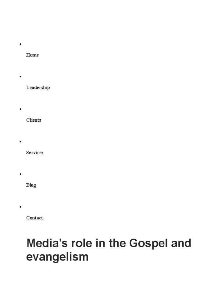 Media's Role in The Gospel and Evangelism | PDF | Social Media ...