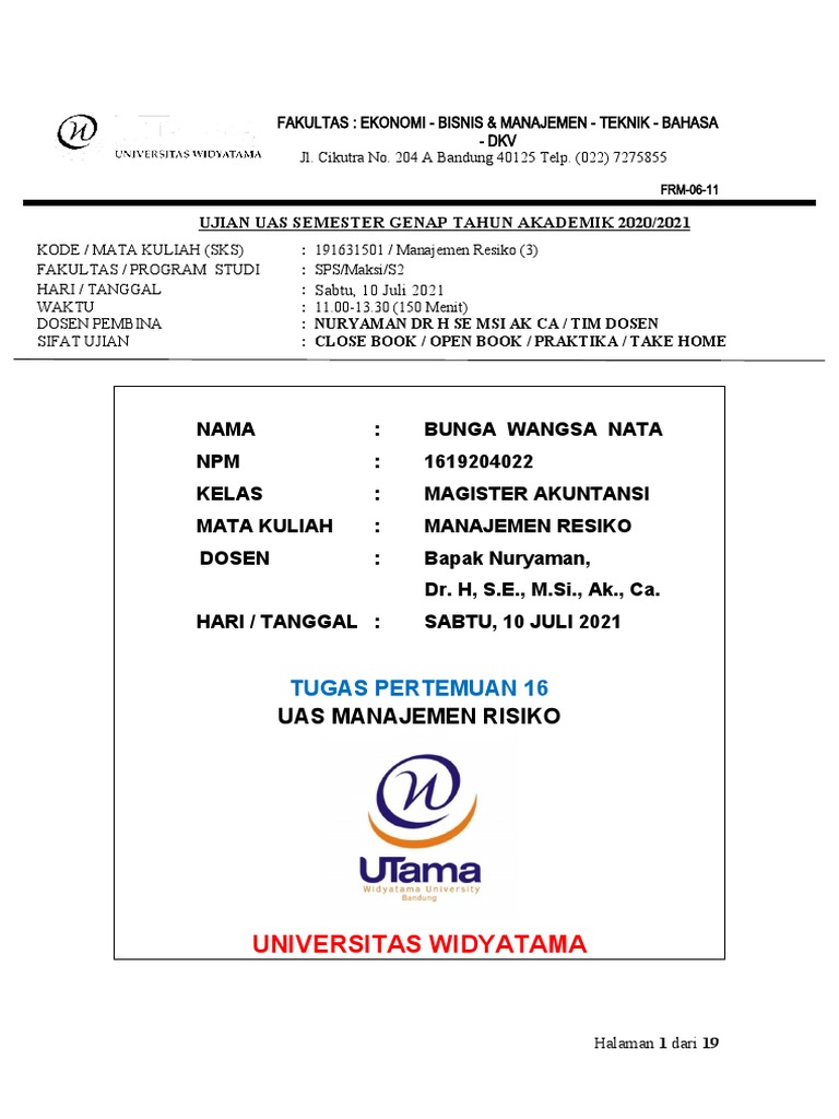 UAS Manajemen Risiko: Vaksinasi Covid-19 | PDF | Bisnis