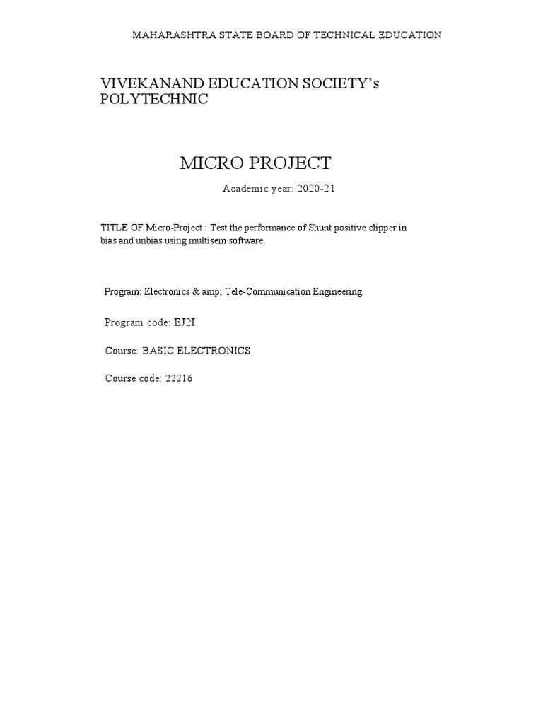 Ksha Khedekar - Bel Micro-Projeect | PDF | Electrical Circuits ...