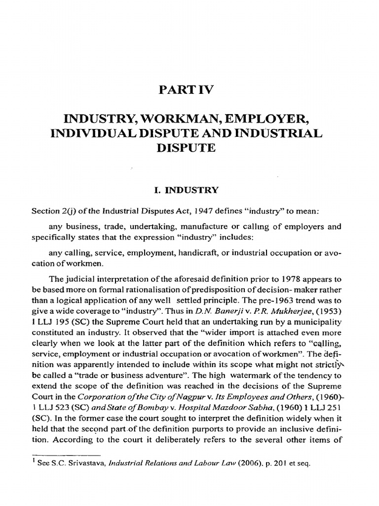 Industry Workman Employer Individual Dispute and Industrial Dispute ...