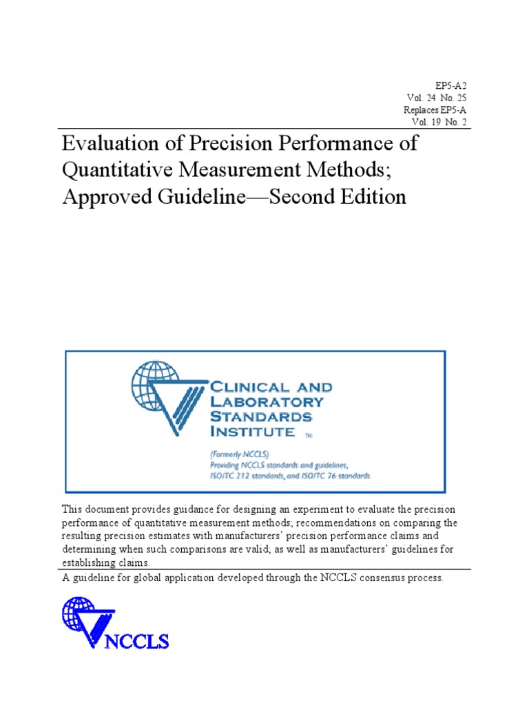 Evaluation of Precision Performance of Quantitative Measurement Methods ...