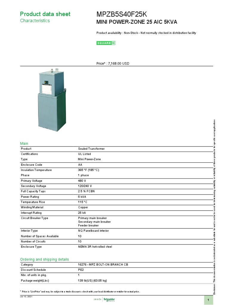 Mini Power-Zone LV Substation - MPZB5S40F25K | PDF | Transformer ...