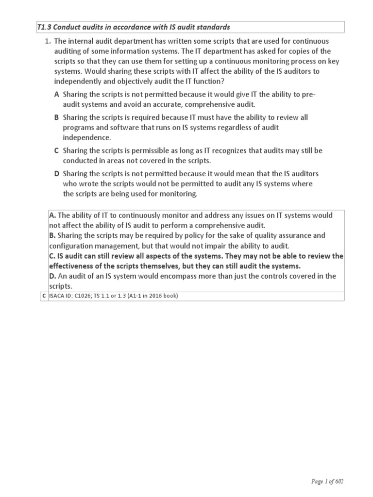 50 Questions Answers For Cisa Exam Prep Pdf Financial Audit Audit