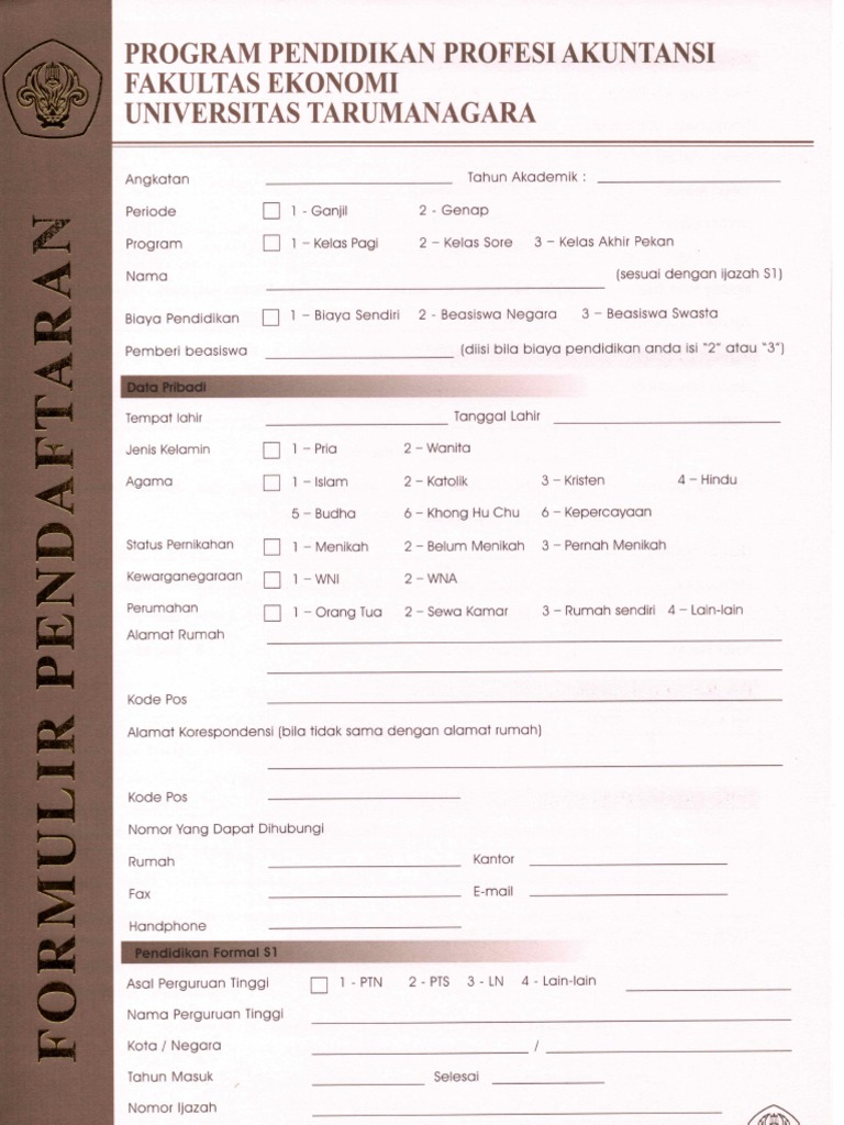 FORMULIR PENDAFTARAN PPAk | PDF