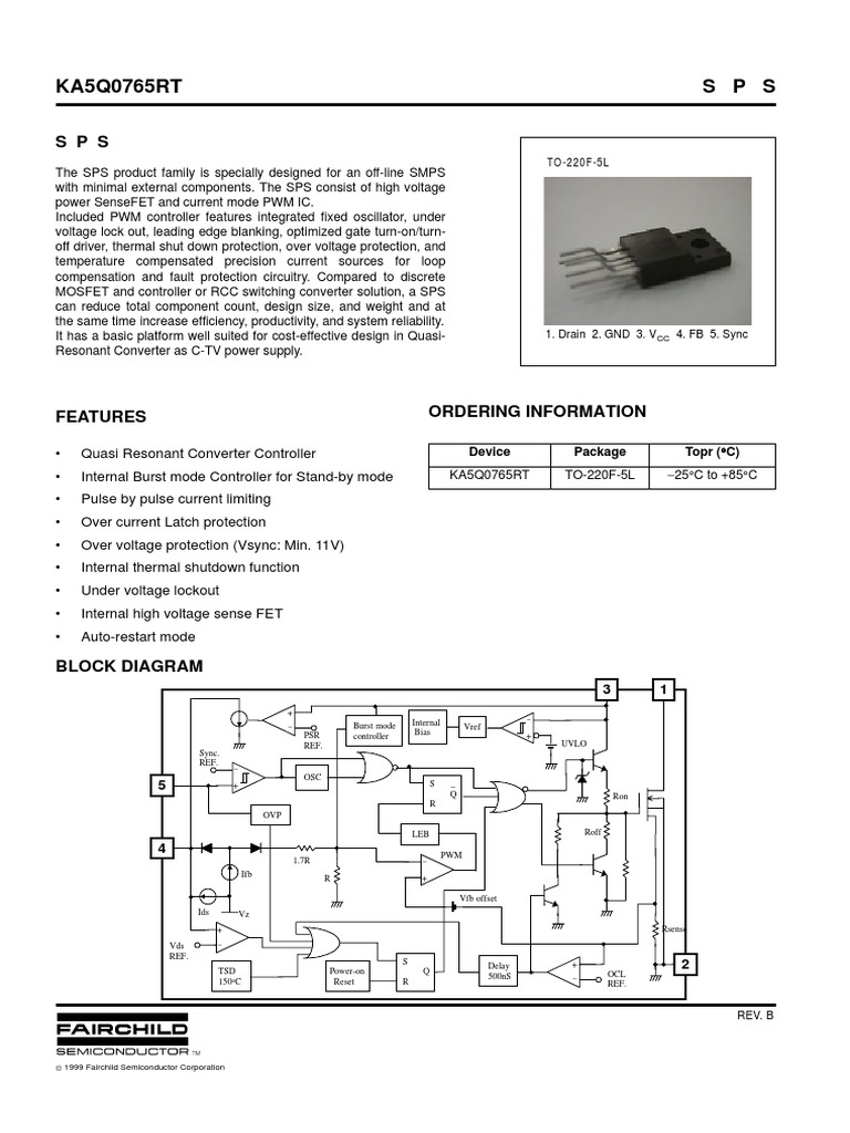 5Q0765RT | PDF | Field Effect Transistor | Mosfet