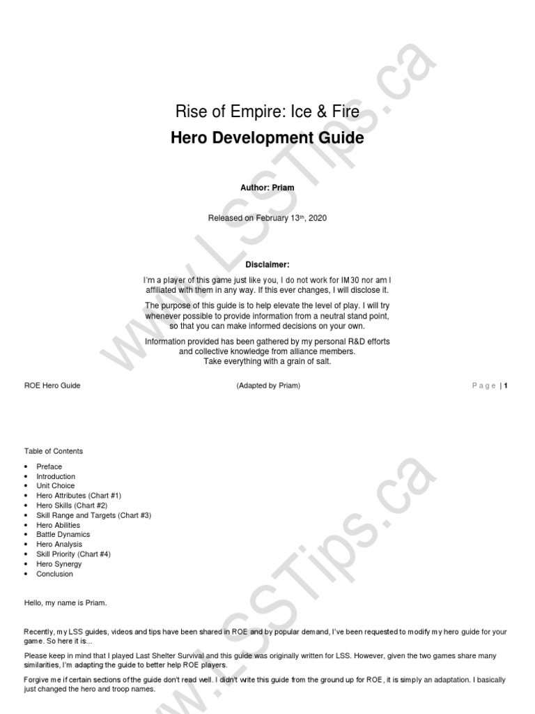 ROE Hero Development Guide | PDF | Infantry | Wars & Military