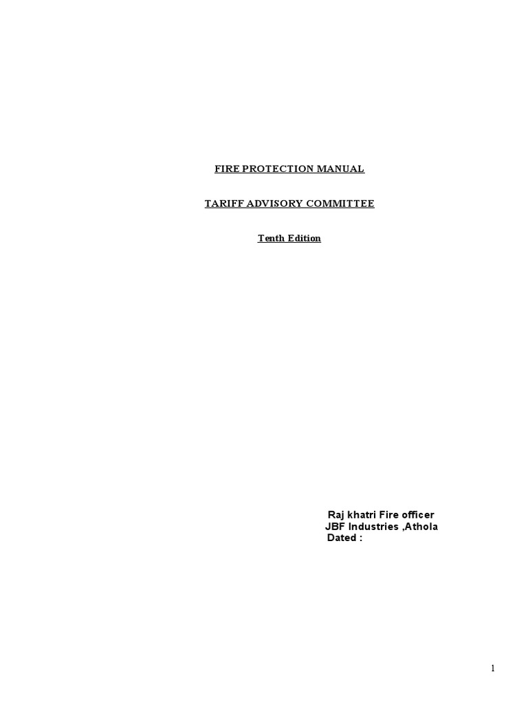 TAC Guideline-Fire Protection MANUAL | PDF | Fires | Pump