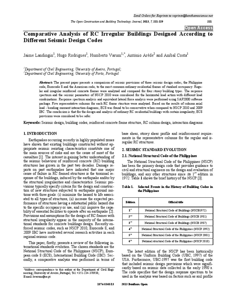 Comparative Analysis of RC Irregular Buildings Designed According To ...
