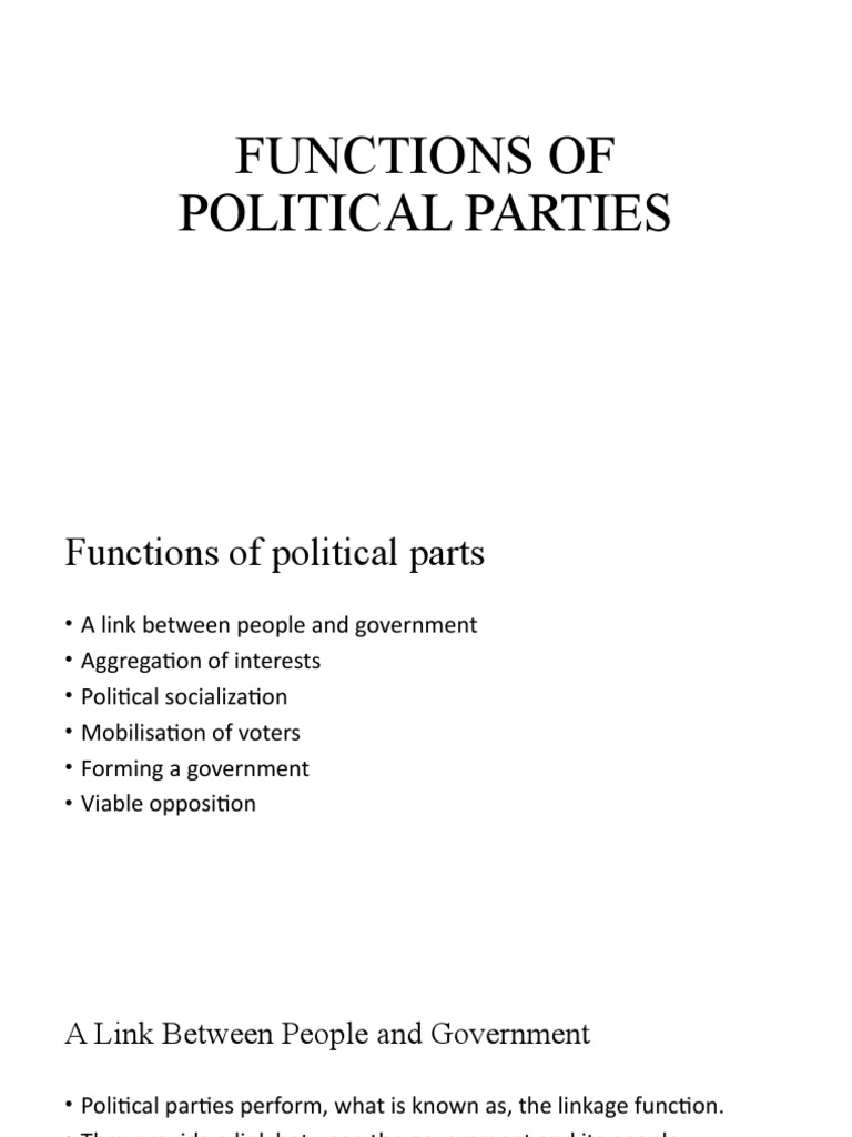 Functions of Political Parties | PDF
