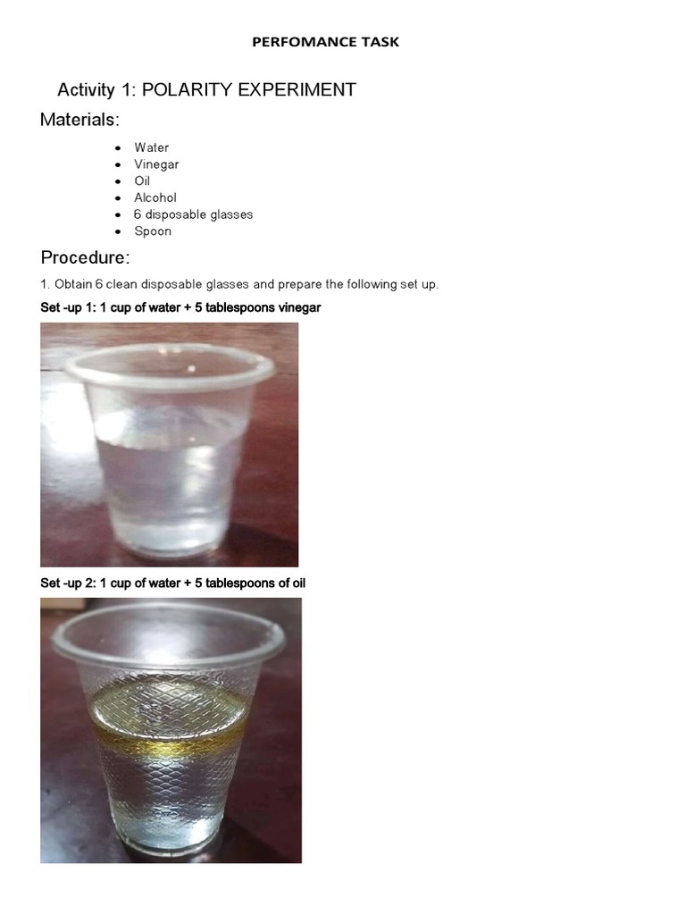 Activity 1: Polarity Experiment Materials:: Perfomance Task | PDF ...