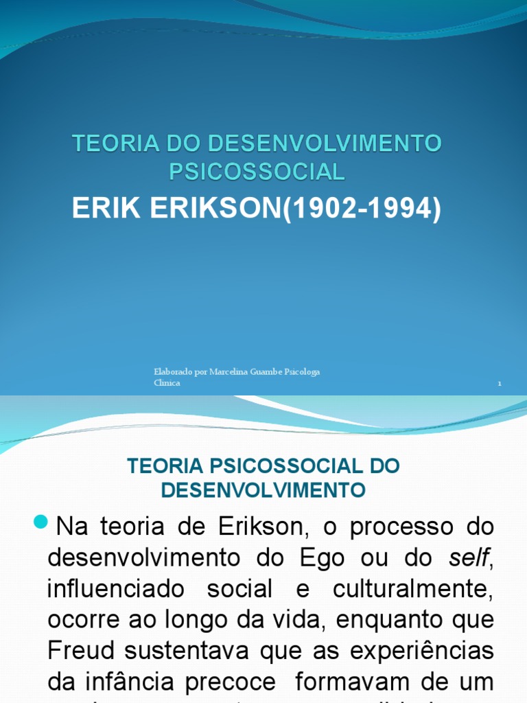 Teoria Do Desenvolvimento Psicossocial - Erik Erikson | PDF | Ciências comportamentais ...