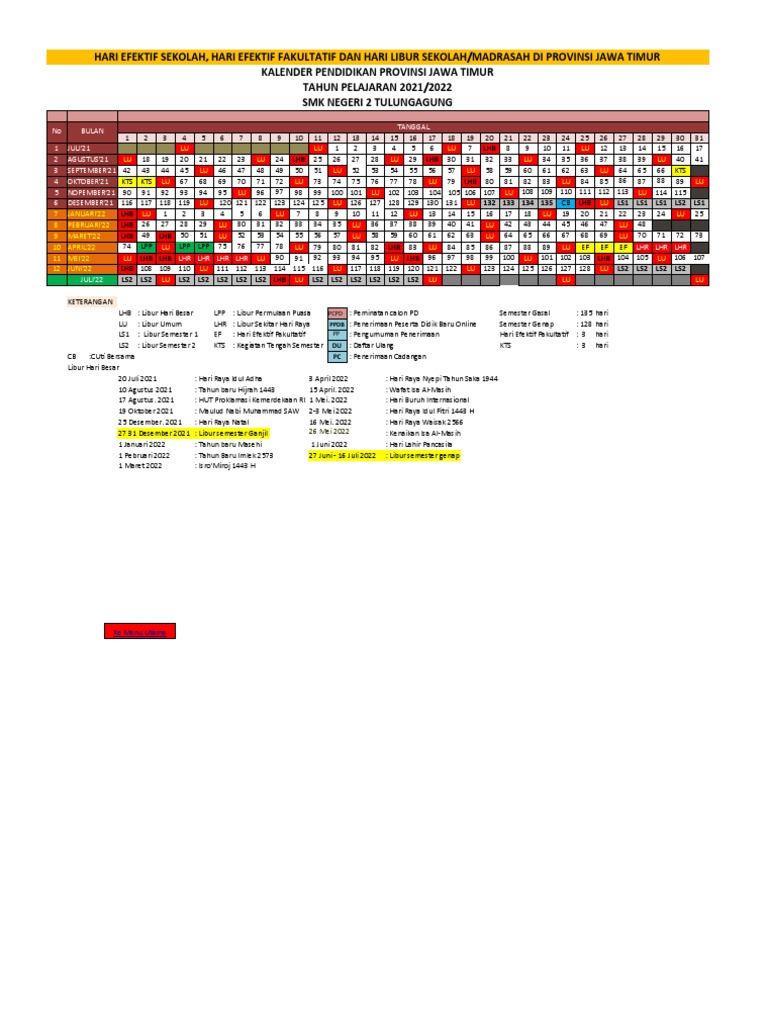 2a. Kalender Pendidikan Excel OK | PDF