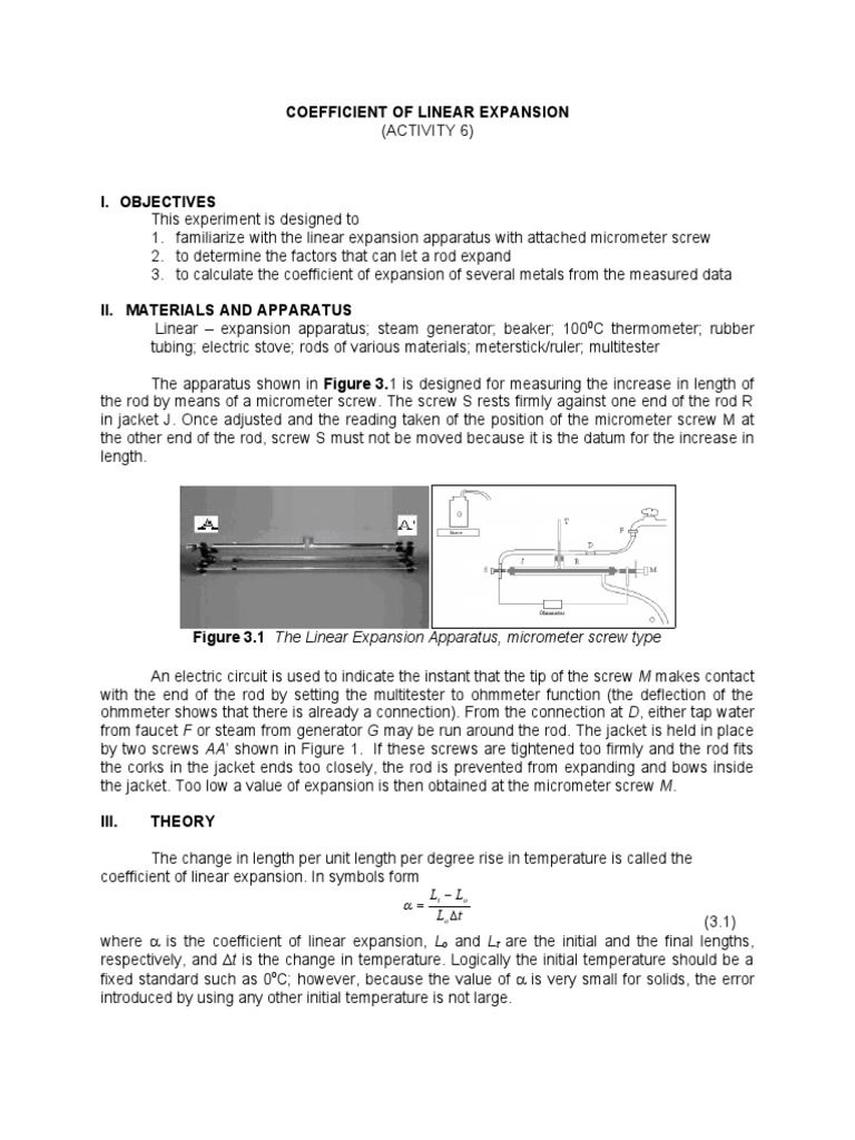 Coefficient of Linear Expansion: and L | PDF