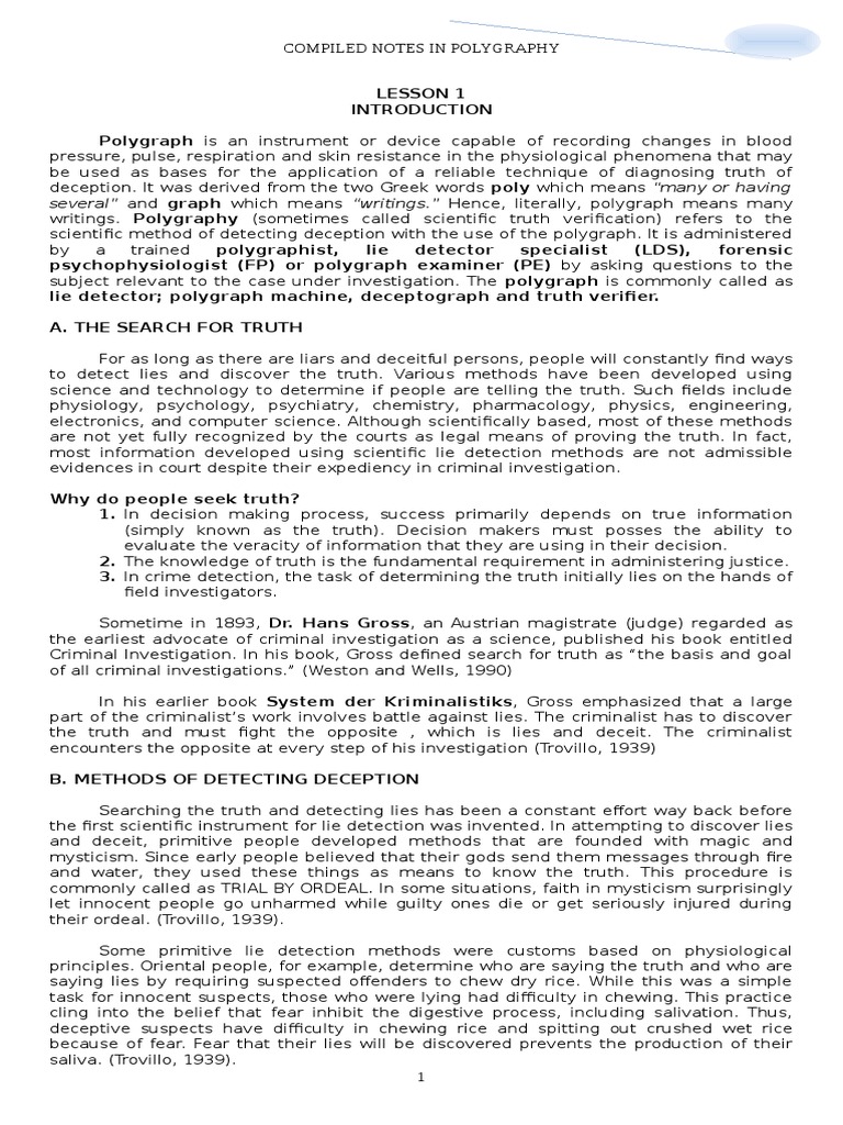 Lie Detwction Polygraphy | PDF | Polygraph | Autonomic Nervous System