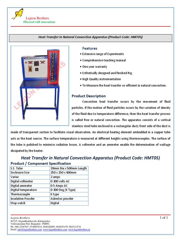 HMT05 - Heat Transfer in Natural Convection Apparatus | PDF | Heat ...