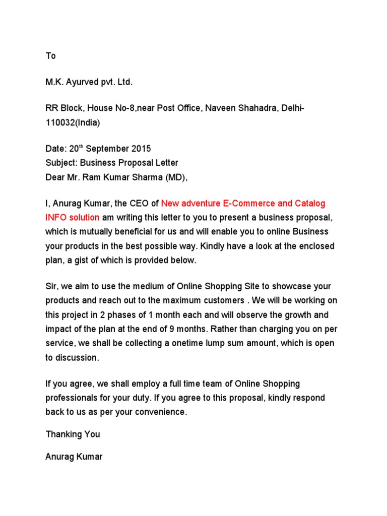 Business Proposal Letter To Client | PDF | Courier | Brand