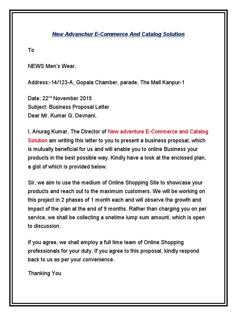 Business Proposal Letter | PDF | Courier | Brand