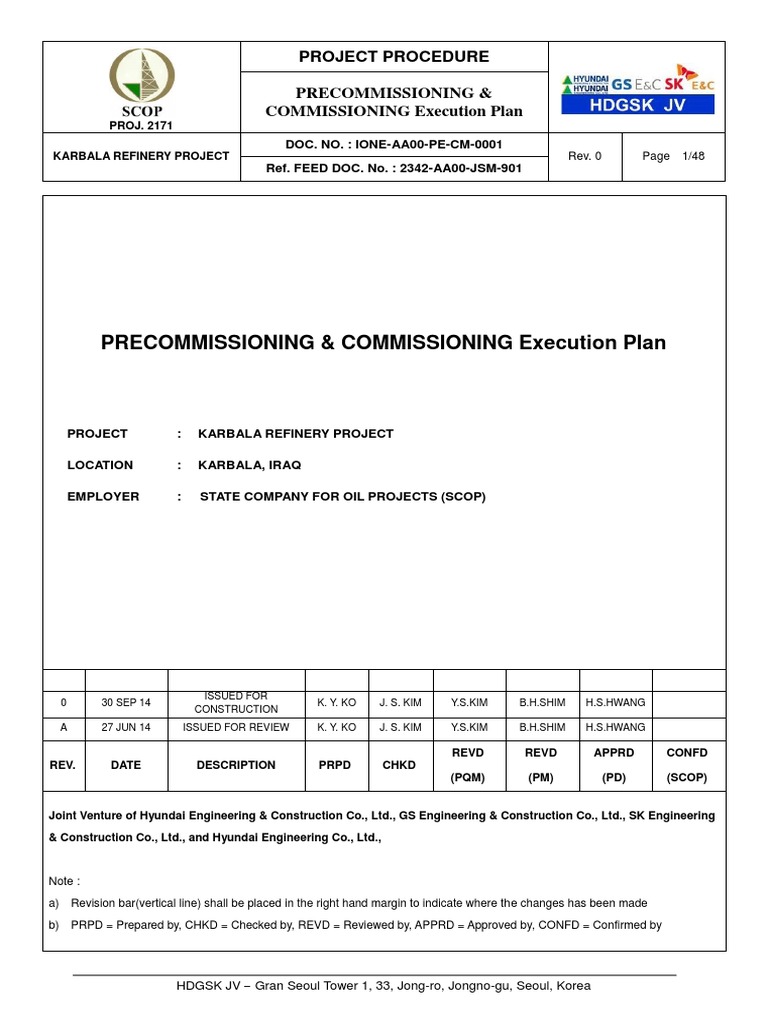 IONE-AA00-PE-CM-0001 Precommissioning & Commissioning Execution Plan Rev.0 | PDF | General ...