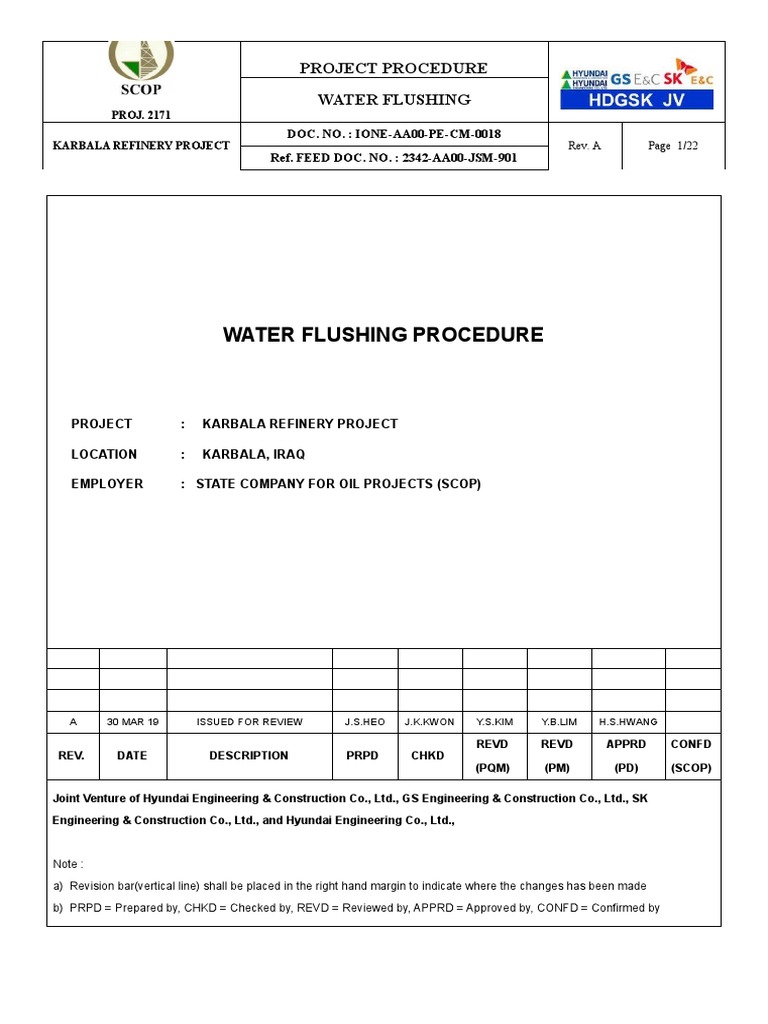 Water Flushing Procedure - SK - Rev B | PDF | Valve | Pump