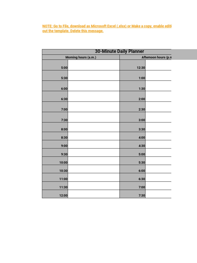 30-Minute Daily Planner | PDF