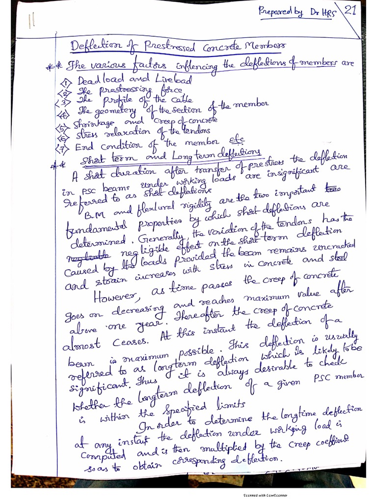 PSC Notes Deflection | PDF