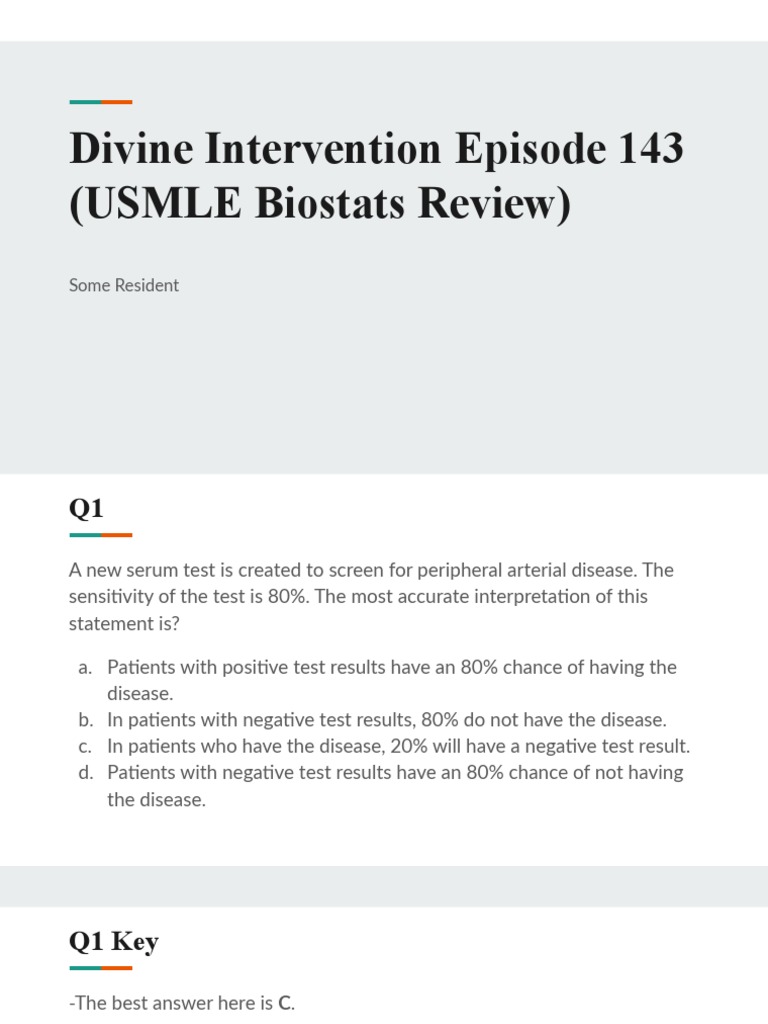 Divine Intervention Episode 143 (USMLE Biostats Review) : Some Resident ...