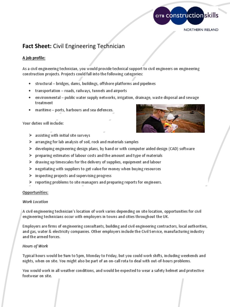 Fact Sheet: Civil Engineering Technician: A Job Profile | PDF ...