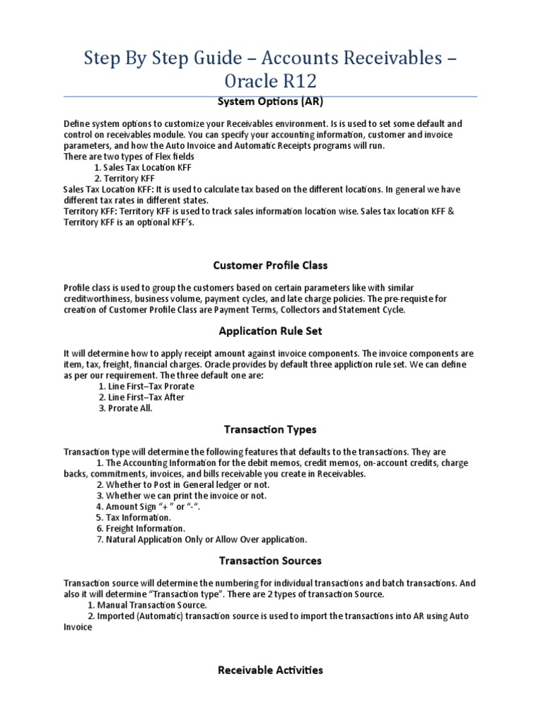 AR - Step by Step Guide | PDF | Receipt | Invoice
