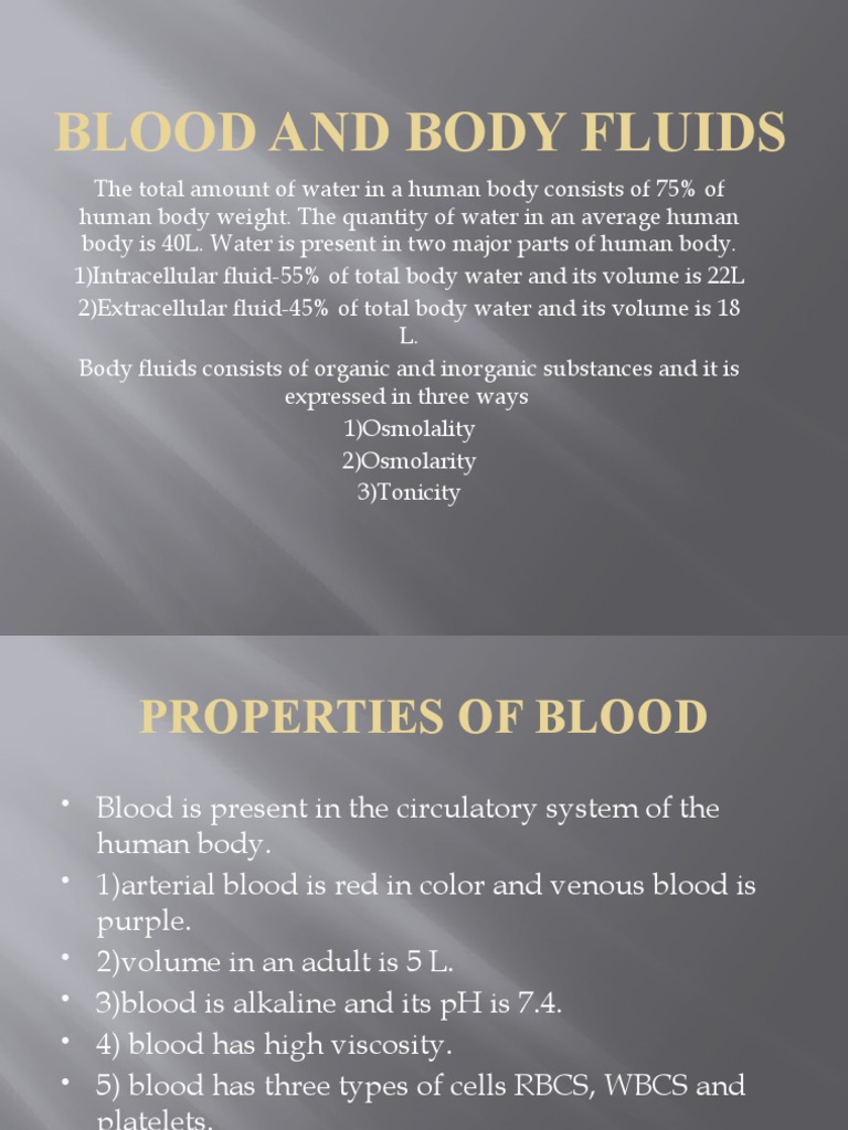 Blood Composition and Body Fluids Overview | PDF | Red Blood Cell | Blood Plasma