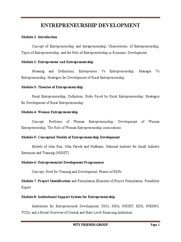 Entrepreneurship Development | PDF | Entrepreneurship | Economics