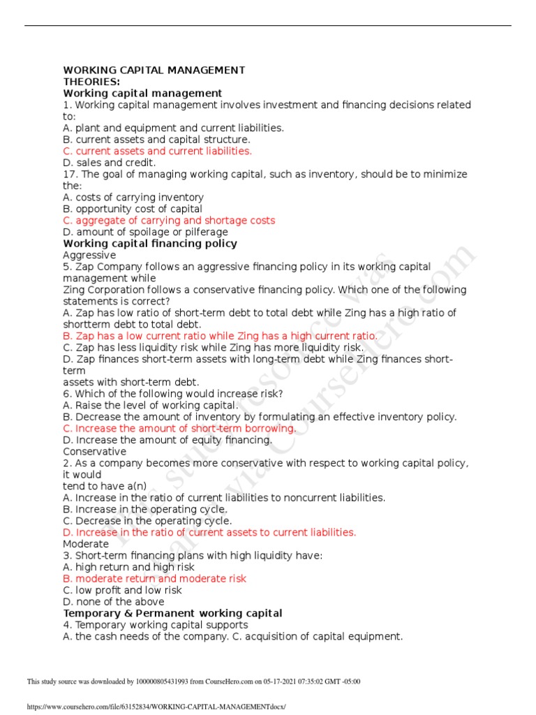 Working Capital Management | PDF | Working Capital | Balance Sheet
