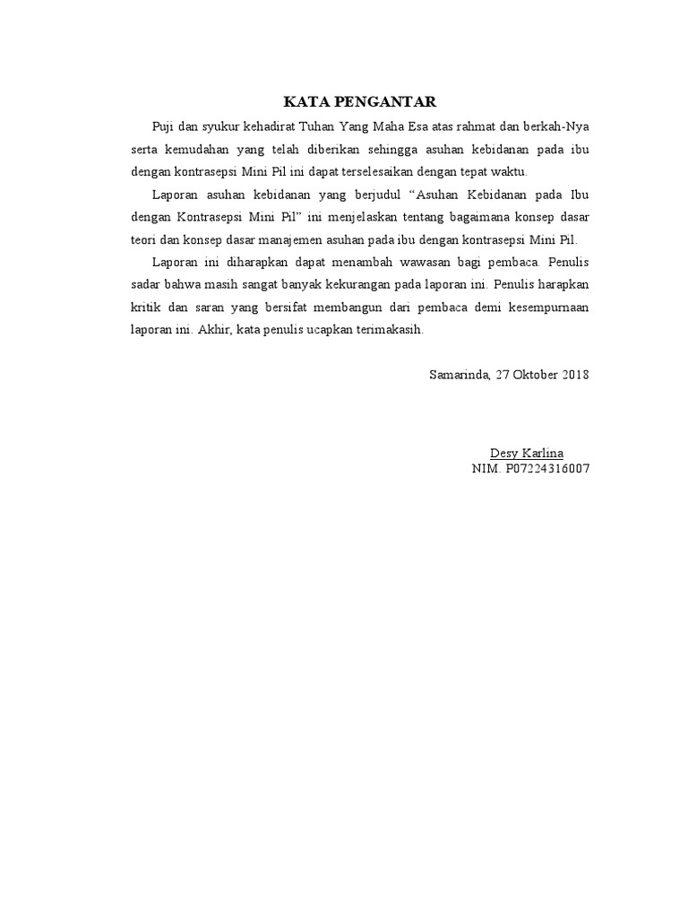 ASUHAN KEPERAWATAN PADA IBU DENGAN KONTRASEPSI MINI PIL | PDF