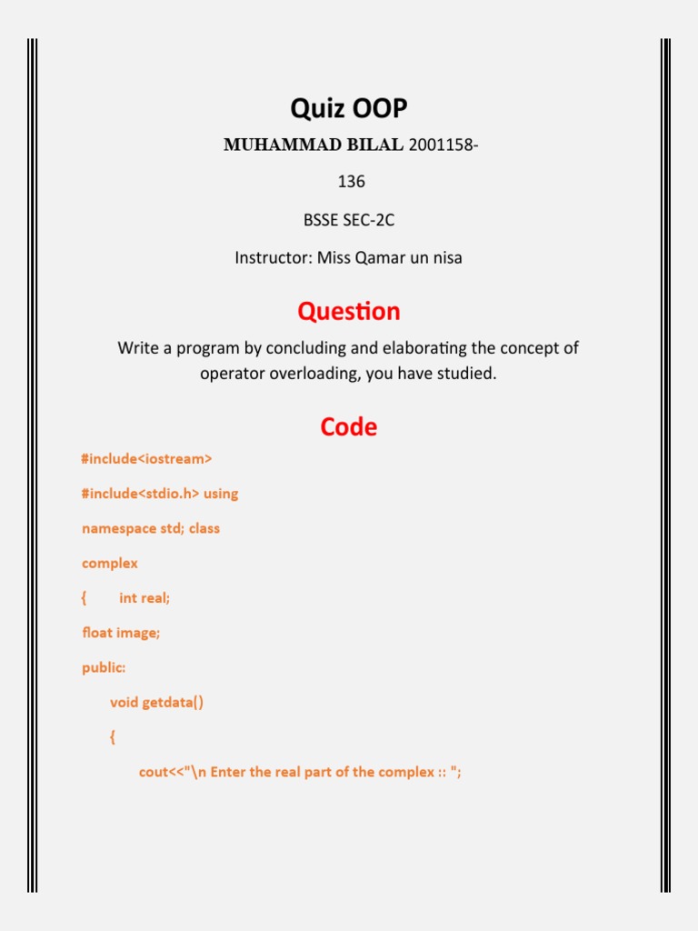 20011598-136.. Quiz 02 Oop | PDF