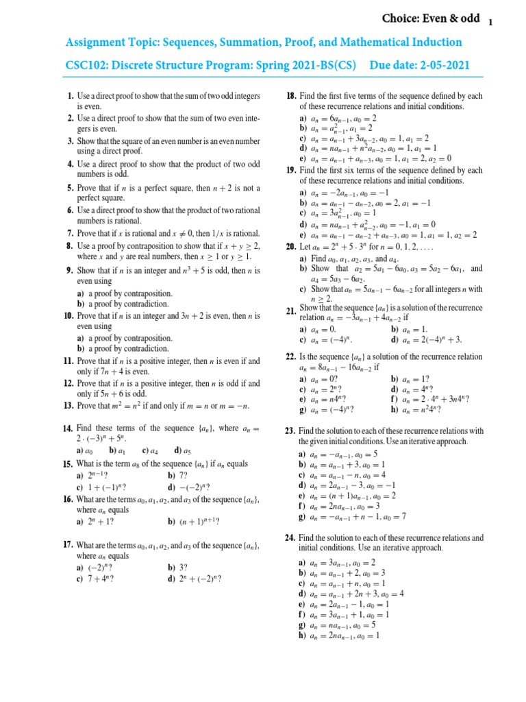 5 Assignment Sequence Proof Mathematical Induction | PDF | Mathematical Proof | Summation